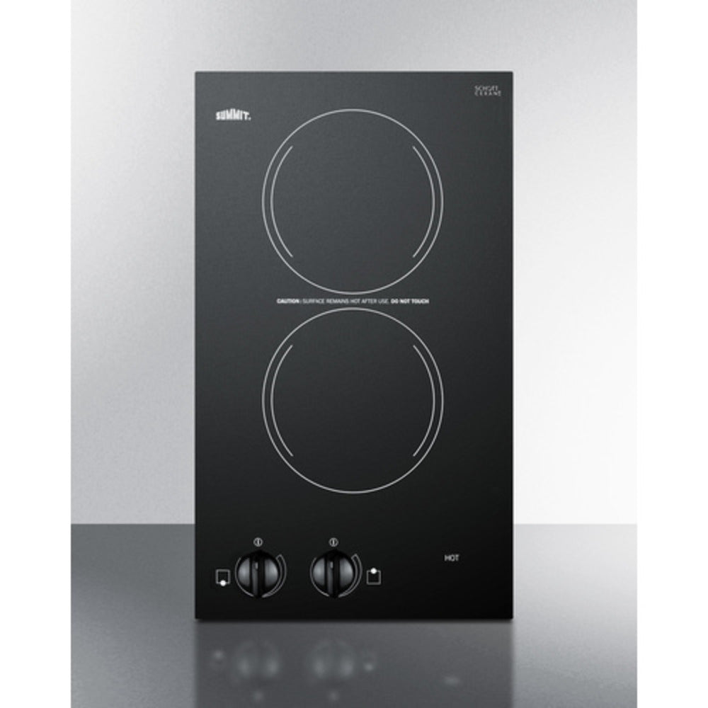 Summit Appliance 12" 230V Black Glass Finish 2-Burner Radiant Cooktop – Kitchen Oasis