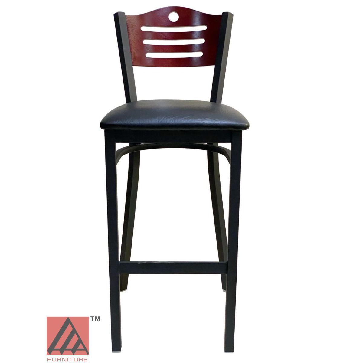 AAA Furniture Ladder Wood Back 43" Brown Metal Bar Stool with Black Gr ...
