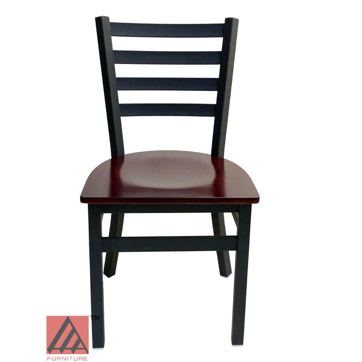AAA Furniture Metal Ladder Back 31" Black Metal Chair with Brown Wood ...