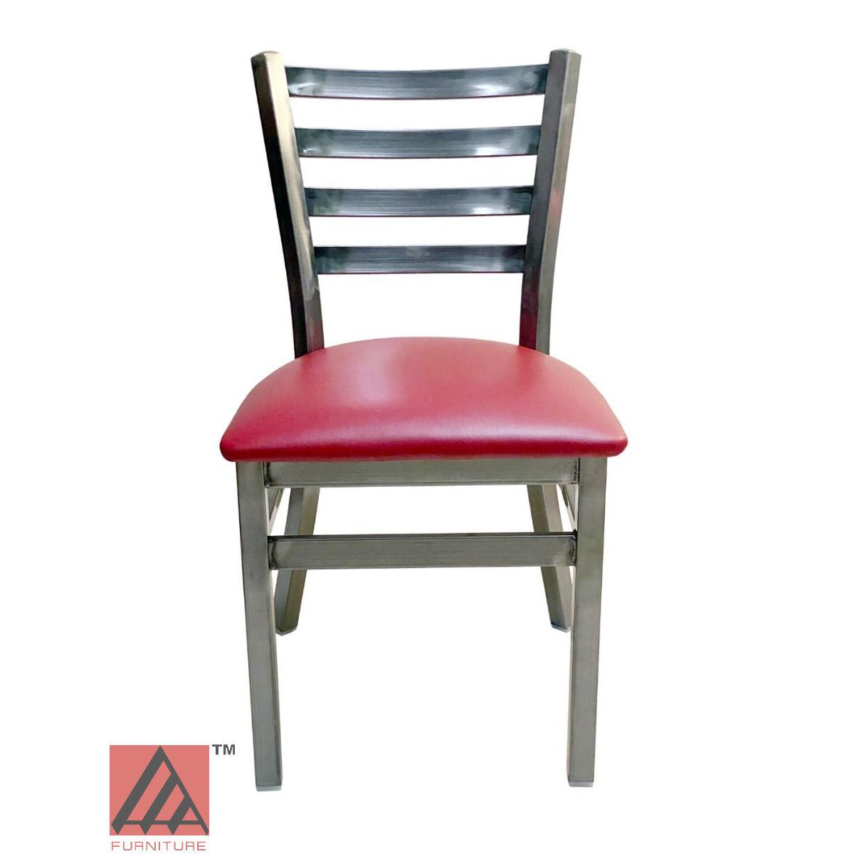 AAA Furniture Metal Ladder Back 31" Clear Coat Metal Chair with Claret ...