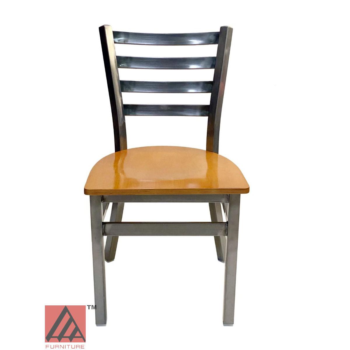 AAA Furniture Metal Ladder Back 31" Clear Coat Metal Chair with Natura ...