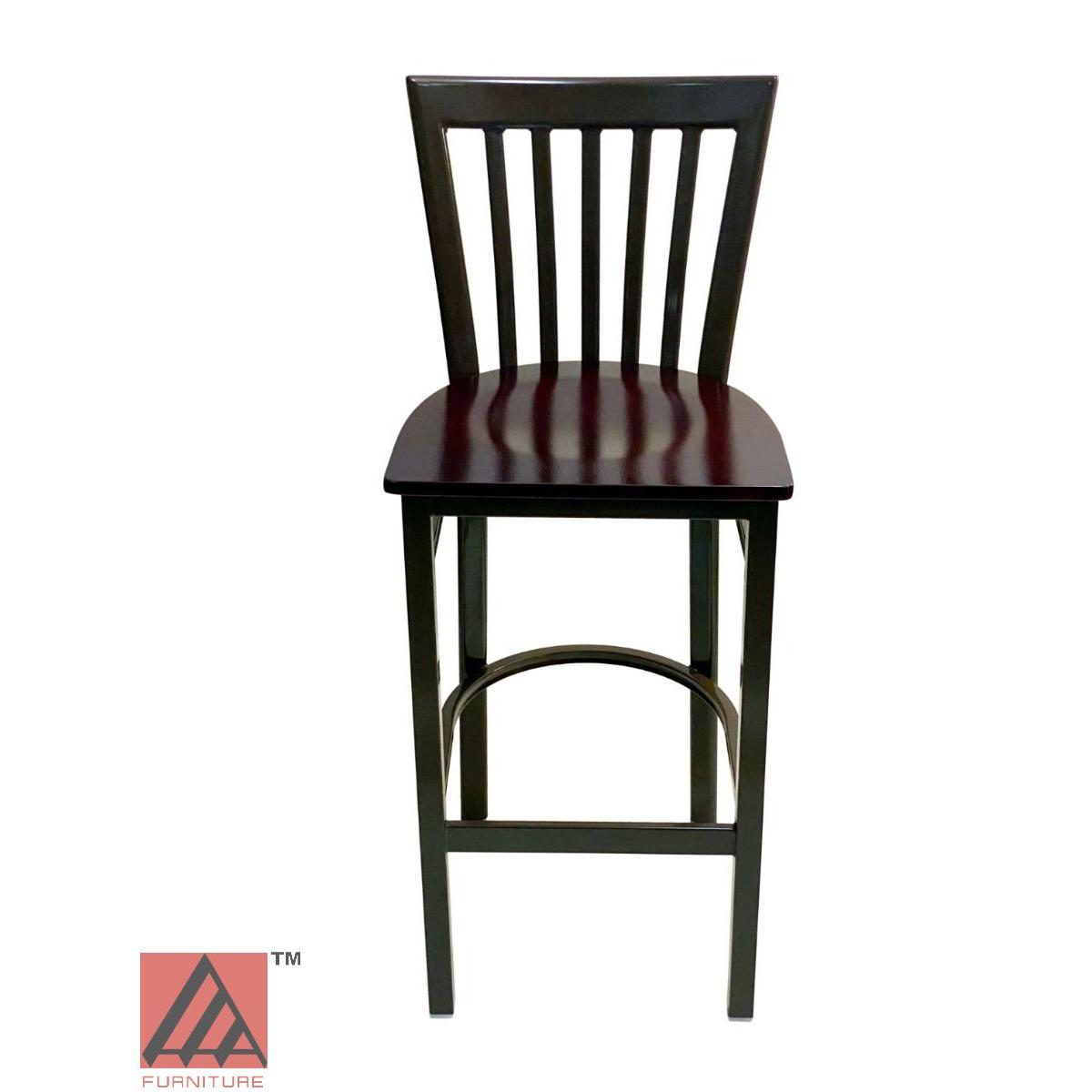 AAA Furniture Vertical Slats 42" Black Metal Bar Stool with Brown Wood ...