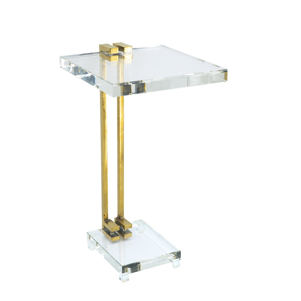 A&B Home 12" x 22" Bundle of 8 Clear Crystal Side Table with Gold Iron ...