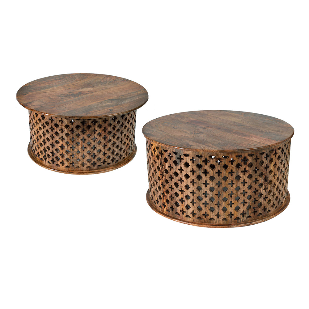 A&B Home Jali Set of Two Bundle of 3 Natural Burn Brown Cylinder Cutti ...