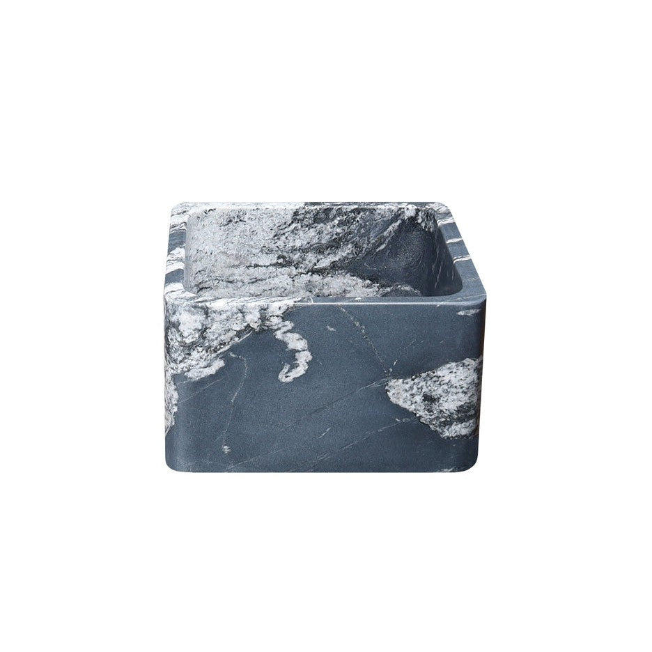 Allstone Group Quartz 17″ Black Glacier Straight Front Square Farmhous ...