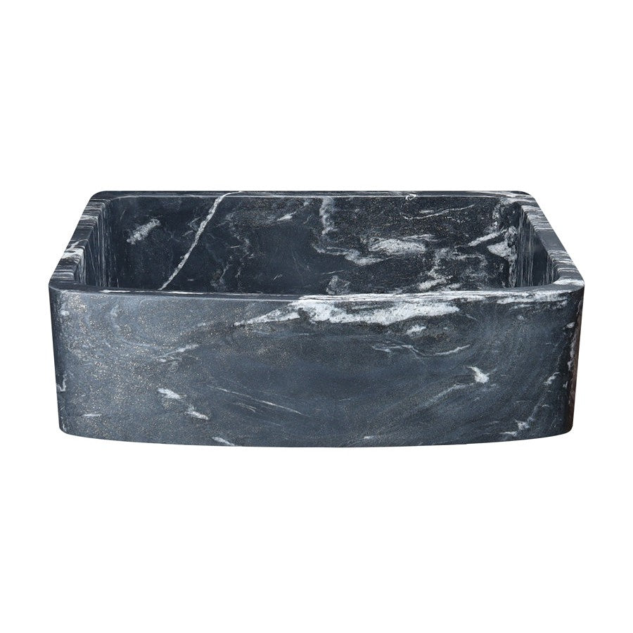 Allstone Group Quartz 33″ Black Glacier Curved Front Rectangular Farmh ...