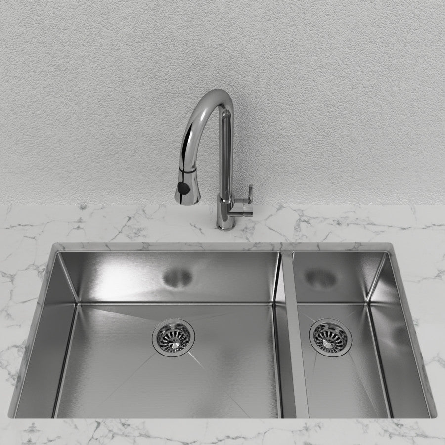 Cantrio Koncepts 33" Rectangle Undermount Stainless Steel Double Bowl ...