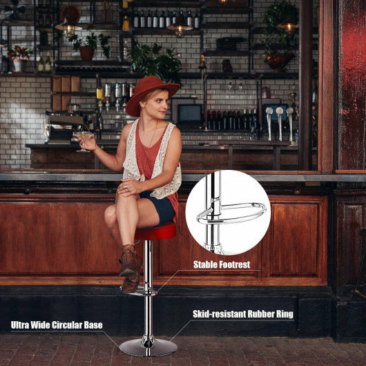 Costway 1 PC Red Round Bar Stool Adjustable Swivel Pub Chair – Kitchen ...