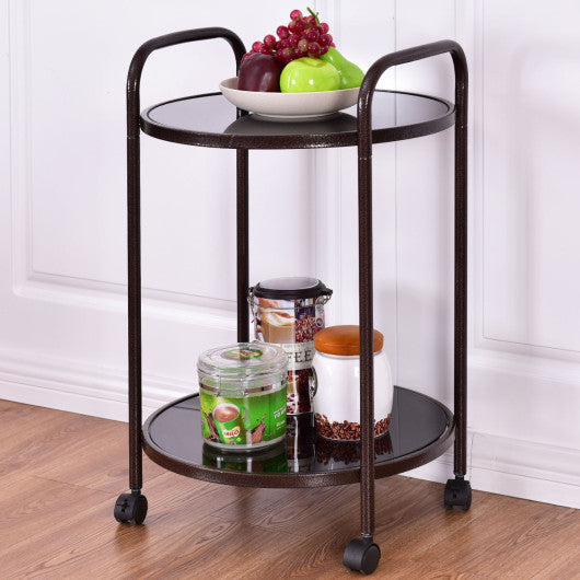 Costway 2-Tier Utility Round Rolling Kitchen Trolley – Kitchen Oasis