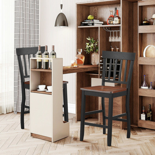Costway 24" Set of 2 Barstool Solid Wood Rake Back – Kitchen Oasis