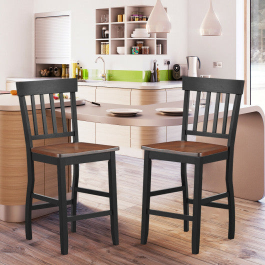 Costway 24" Set of 2 Barstool Solid Wood Rake Back – Kitchen Oasis