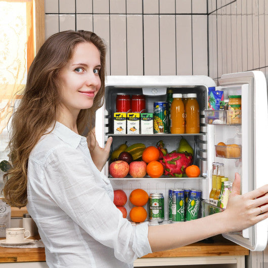 Costway 2.4 Cubic Feet Beige Compact Refrigerator Auto Defrost Mini Fr ...