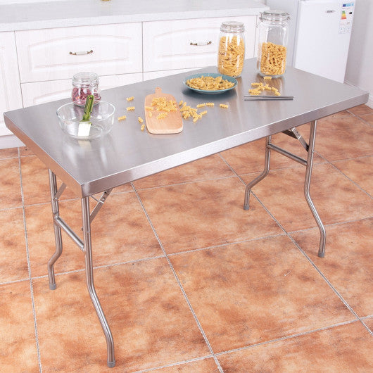 Costway 48" x 24" Stainless Steel Folding Work Table – Kitchen Oasis
