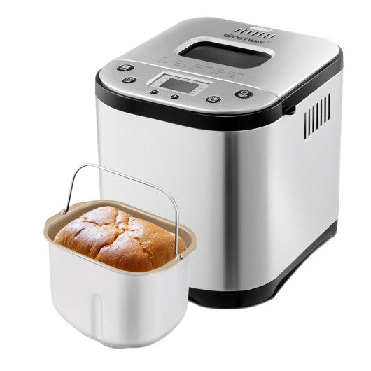 Costway Automatic Bread Maker Stainless Steel 2LB Bread Machine ...