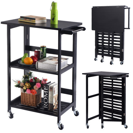 Costway Black Folding Kitchen Trolley Cart – Kitchen Oasis