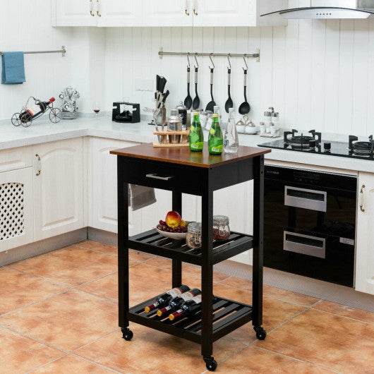 Costway Black Kitchen Island Cart Multifunction Rolling Trolley Small ...