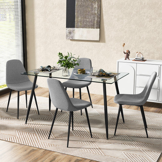 Costway Black Modern Glass Rectangular Dining Table with Metal Legs ...