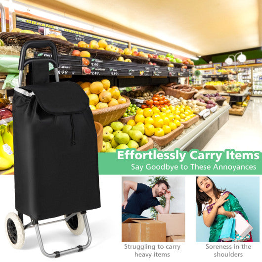 Costway Folding Light Weight Wheeled Shopping Trolley Cart with Large ...