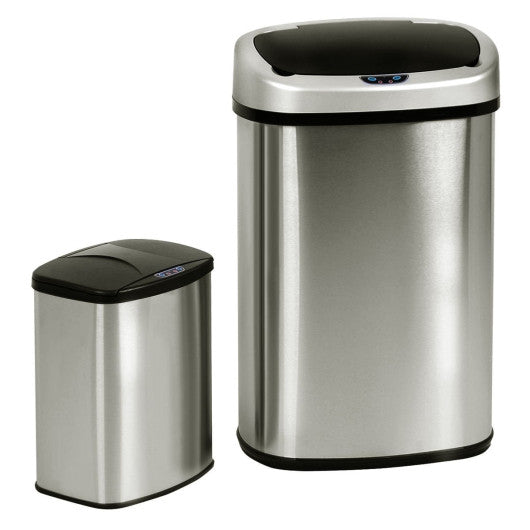 Costway Set of 2 Touch-Free Motion Sensor Bins Trash Cans – Kitchen Oasis