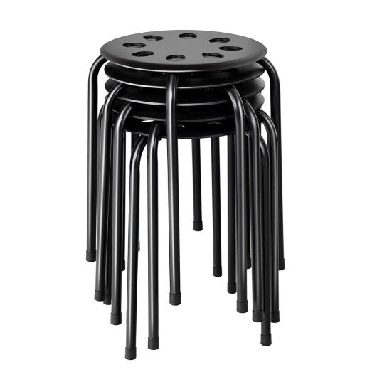 Costway Set of 5 Plastic Round Top Portable Stack Stools – Kitchen Oasis