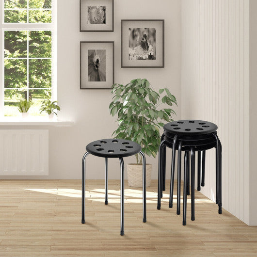 Costway Set of 5 Plastic Round Top Portable Stack Stools – Kitchen Oasis