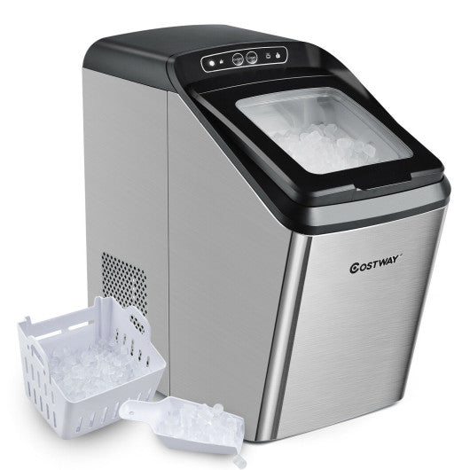 Costway Silver Ice Making Machine with 29 Pounds Pebble Ice per Day ...