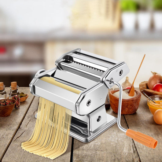 Costway Stainless Steel Pasta Maker Roller Machine with Clamp – Kitchen ...