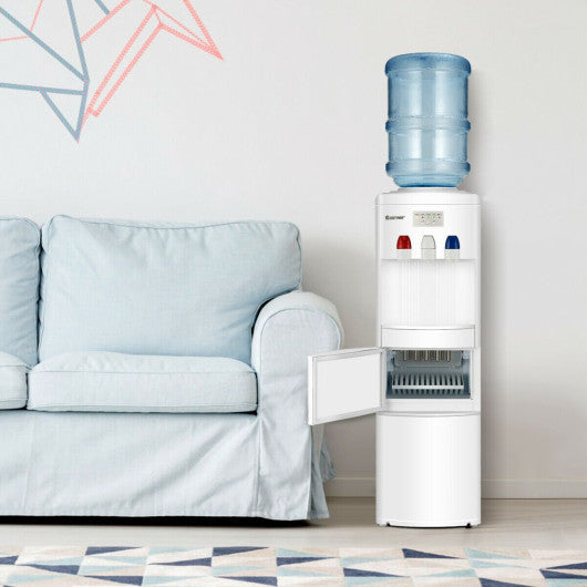 Costway White Top Loading Water Dispenser with Built-In Ice Maker Mach ...