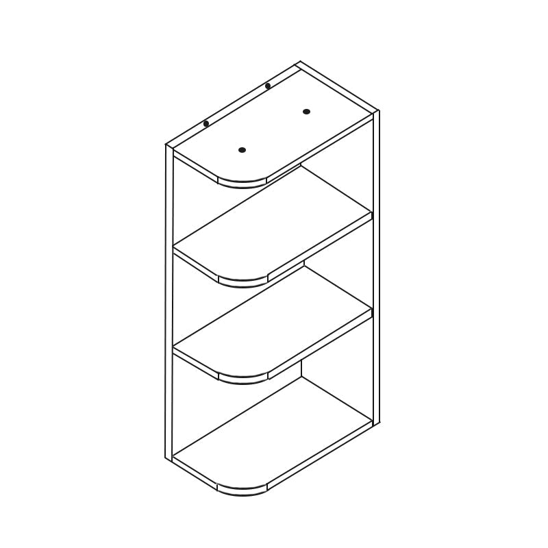 Domain Cabinets BOE12-CSG-SD Coastal Shaker 12" x 35" With 2 Shelves G ...