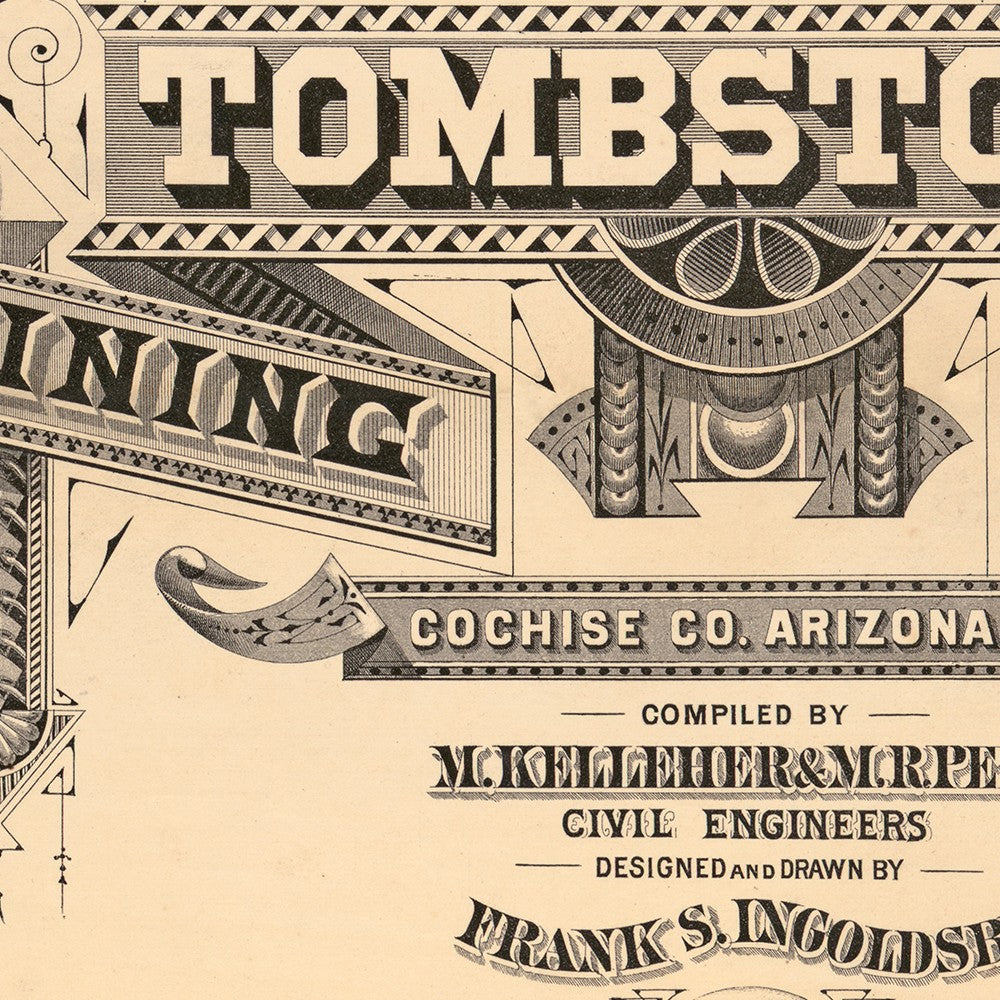 HomeRoots 24" x 32" Map of Tombstone Mining District Vintage Travel ...