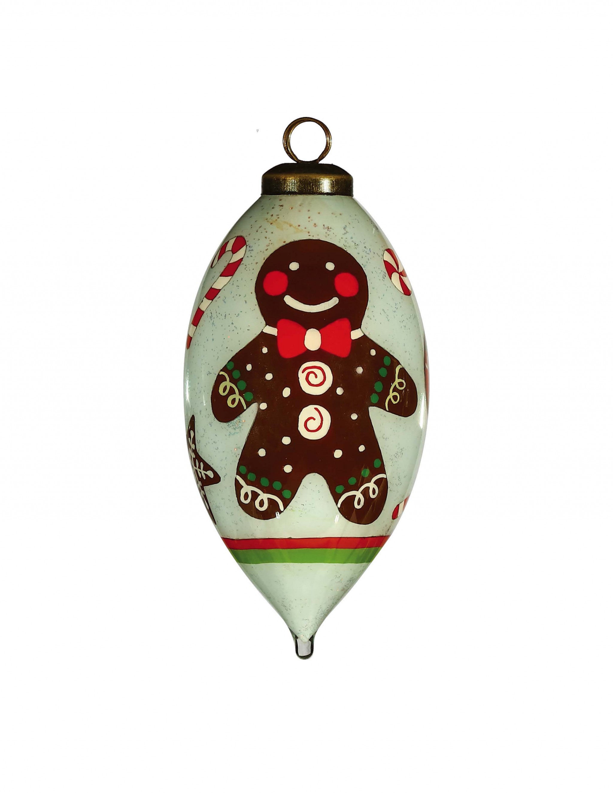 HomeRoots Festive Glitter Gingerbread Man Hand Painted Mouth Blown ...
