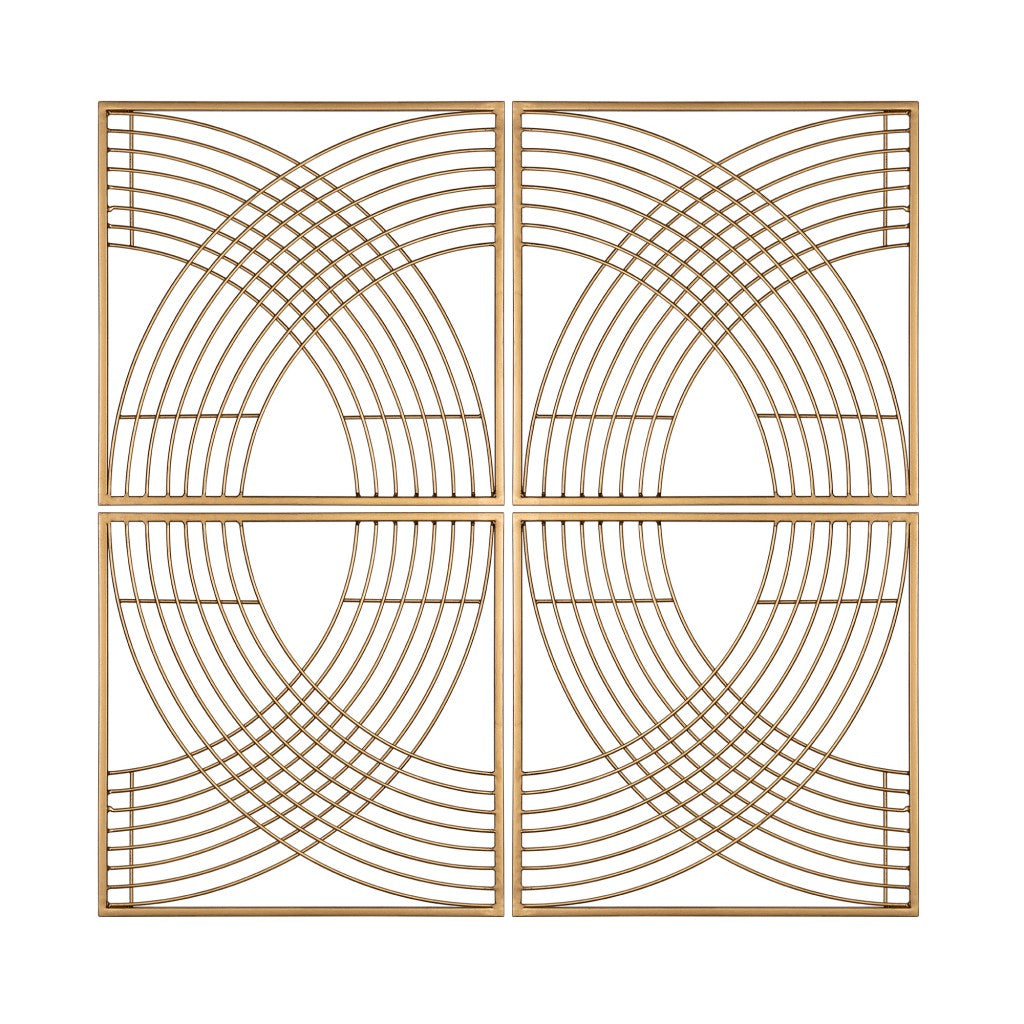 HomeRoots Set of Four Gold Metal Line Design Wall Décor – Kitchen Oasis