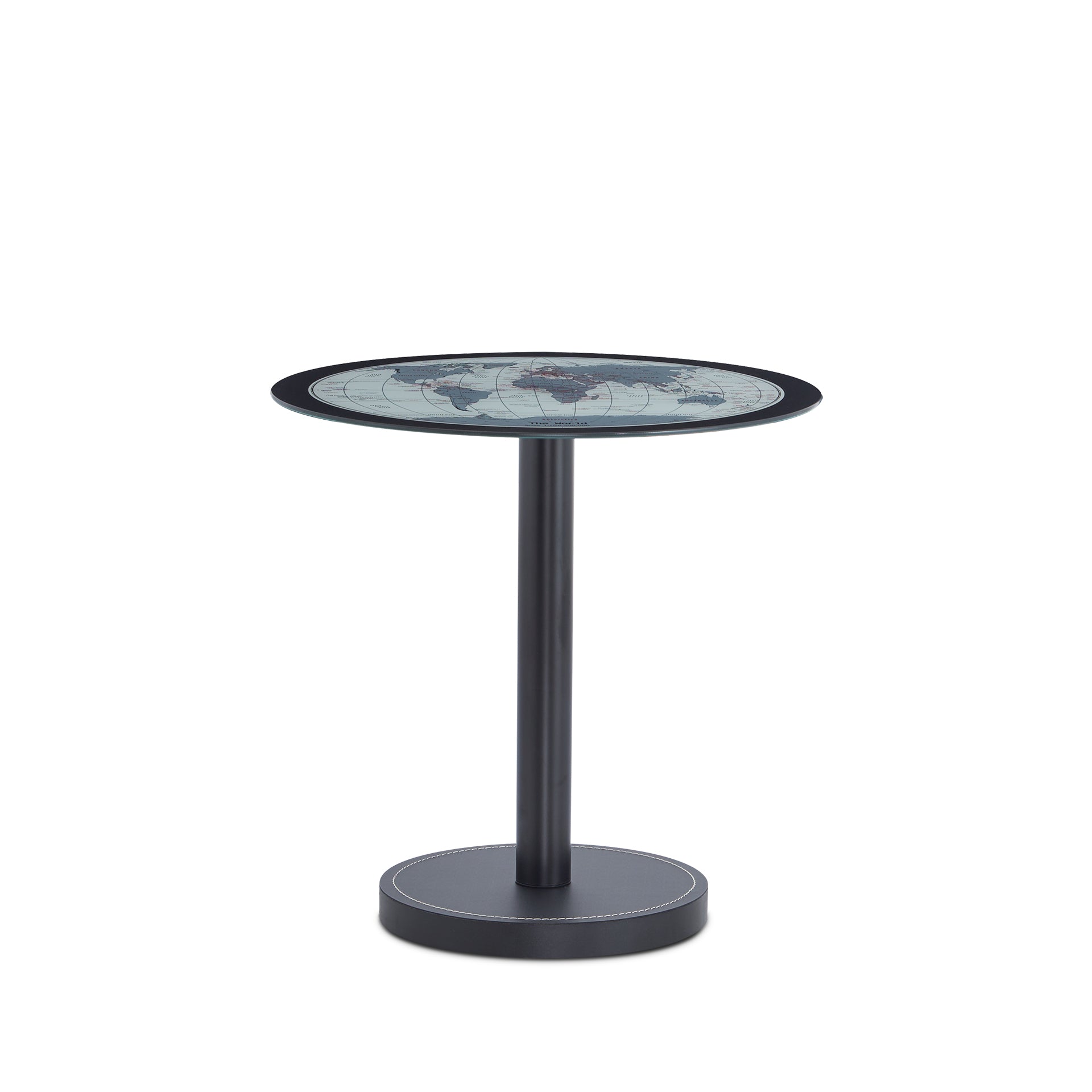HomeRoots World Map Black Leather Side Table – Kitchen Oasis