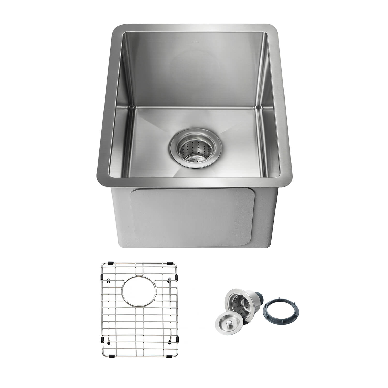 Kibi 14" x 18" x 8" Handcrafted Undermount Single Bowl Kitchen Sink Wi ...