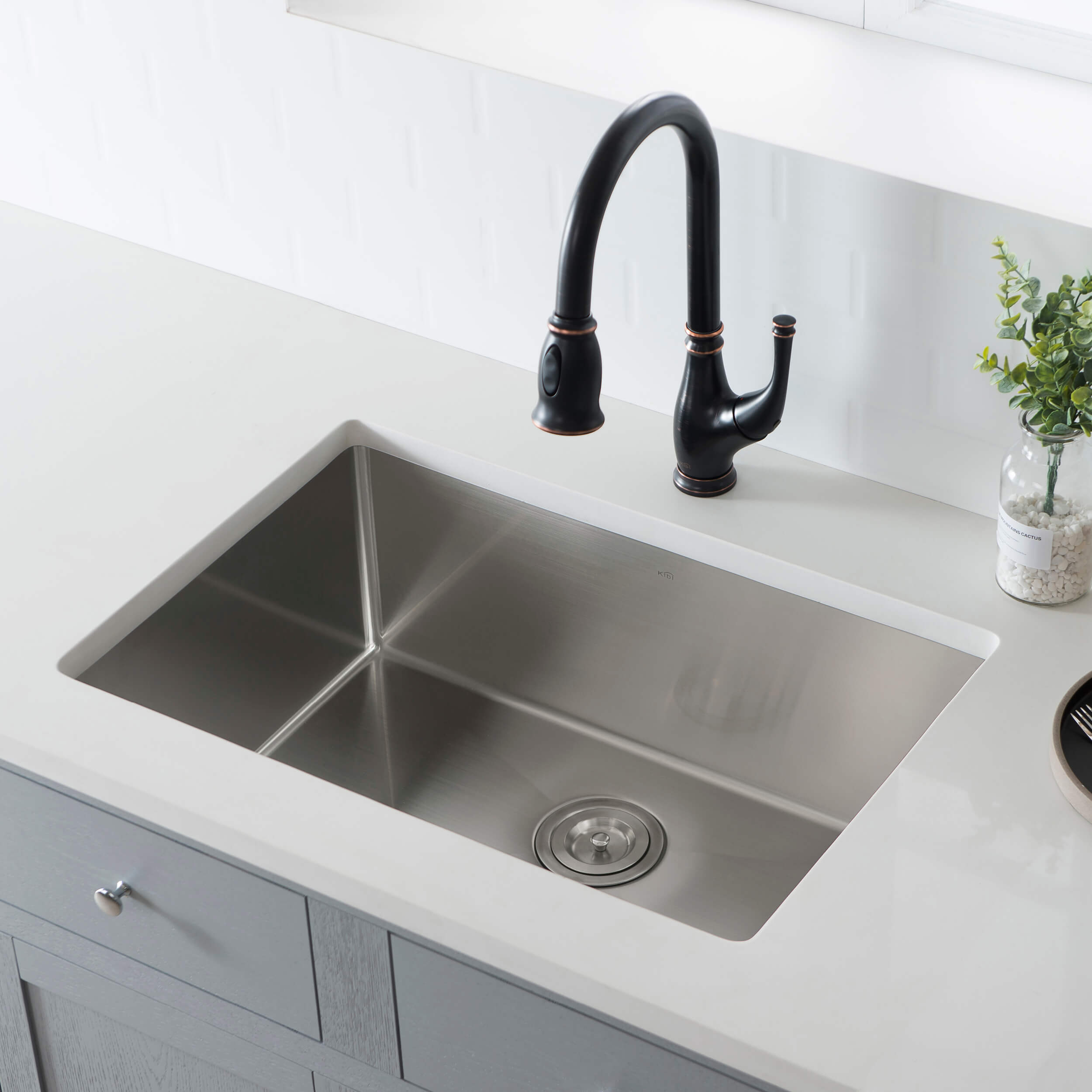 Kibi 26" x 18" x 10" Handcrafted Undermount Single Bowl Kitchen Sink W ...