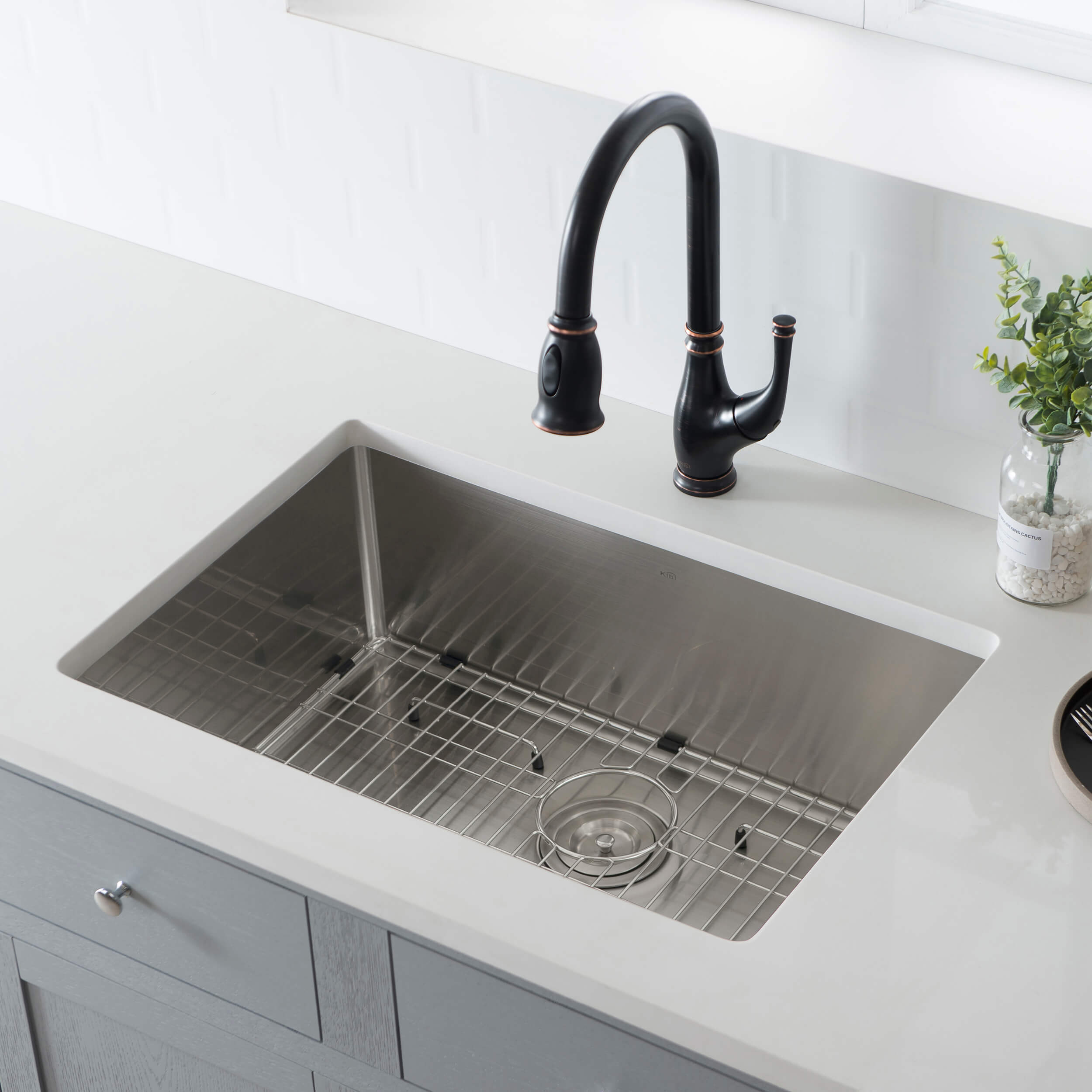 Kibi 26" x 18" x 10" Handcrafted Undermount Single Bowl Kitchen Sink W ...
