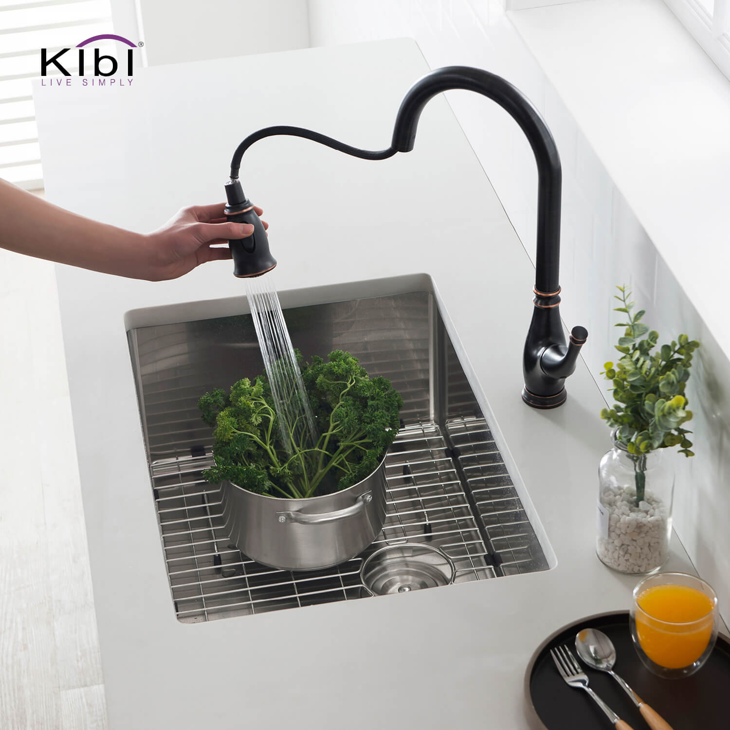 Kibi 28" x 19" x 10" Handcrafted Undermount Single Bowl Kitchen Sink W ...