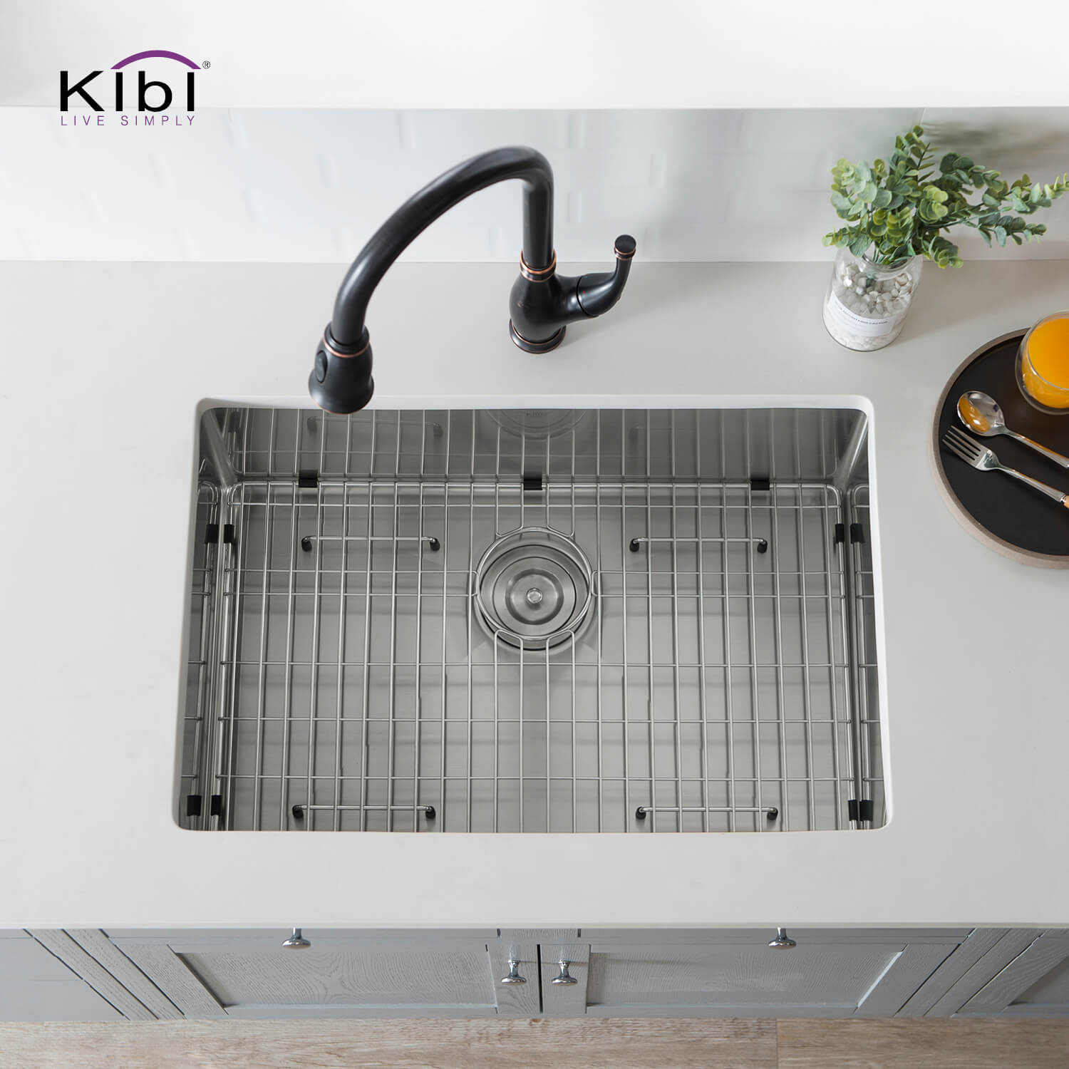 Kibi 28" x 19" x 10" Handcrafted Undermount Single Bowl Kitchen Sink W ...