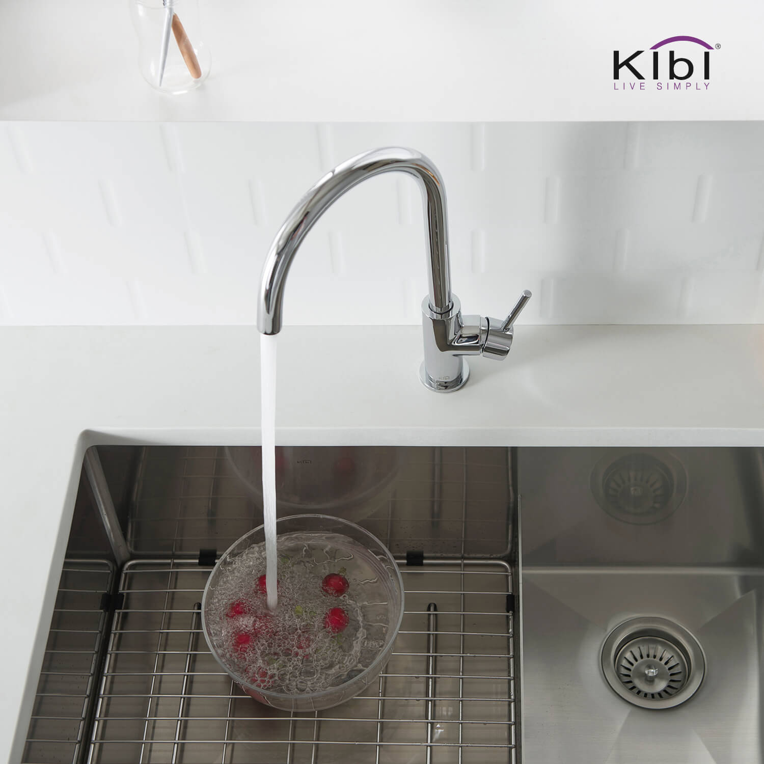 Kibi Lowa Single Handle High Arc Kitchen Bar Sink Faucet in Chrome Fin ...