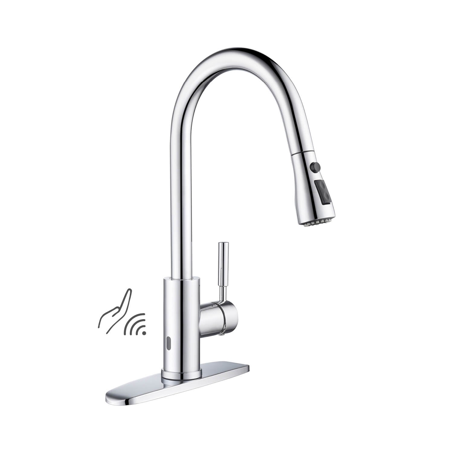 Kibi Single Handle Pull Down Kitchen Faucet With Touch Sensor In Chrom ...