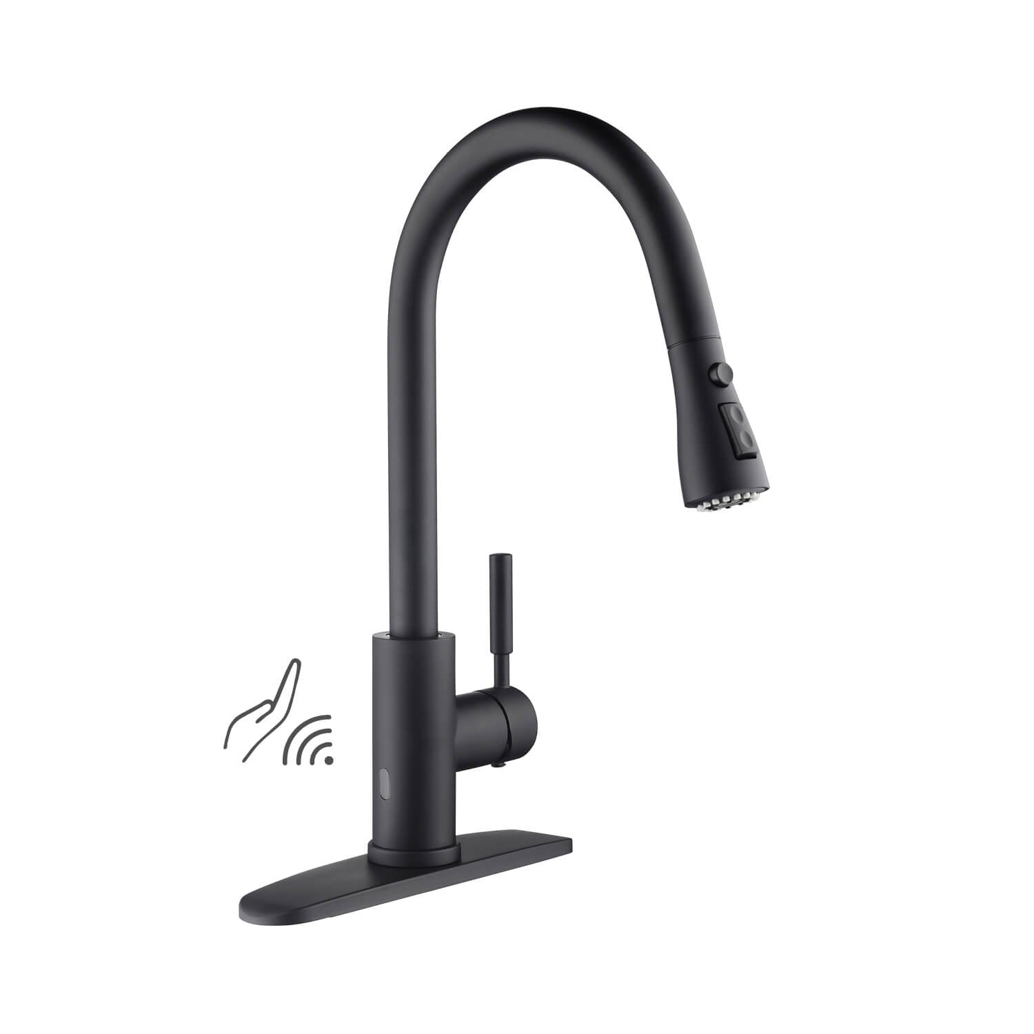 Kibi Single Handle Pull Down Kitchen Faucet With Touch Sensor In Matte ...
