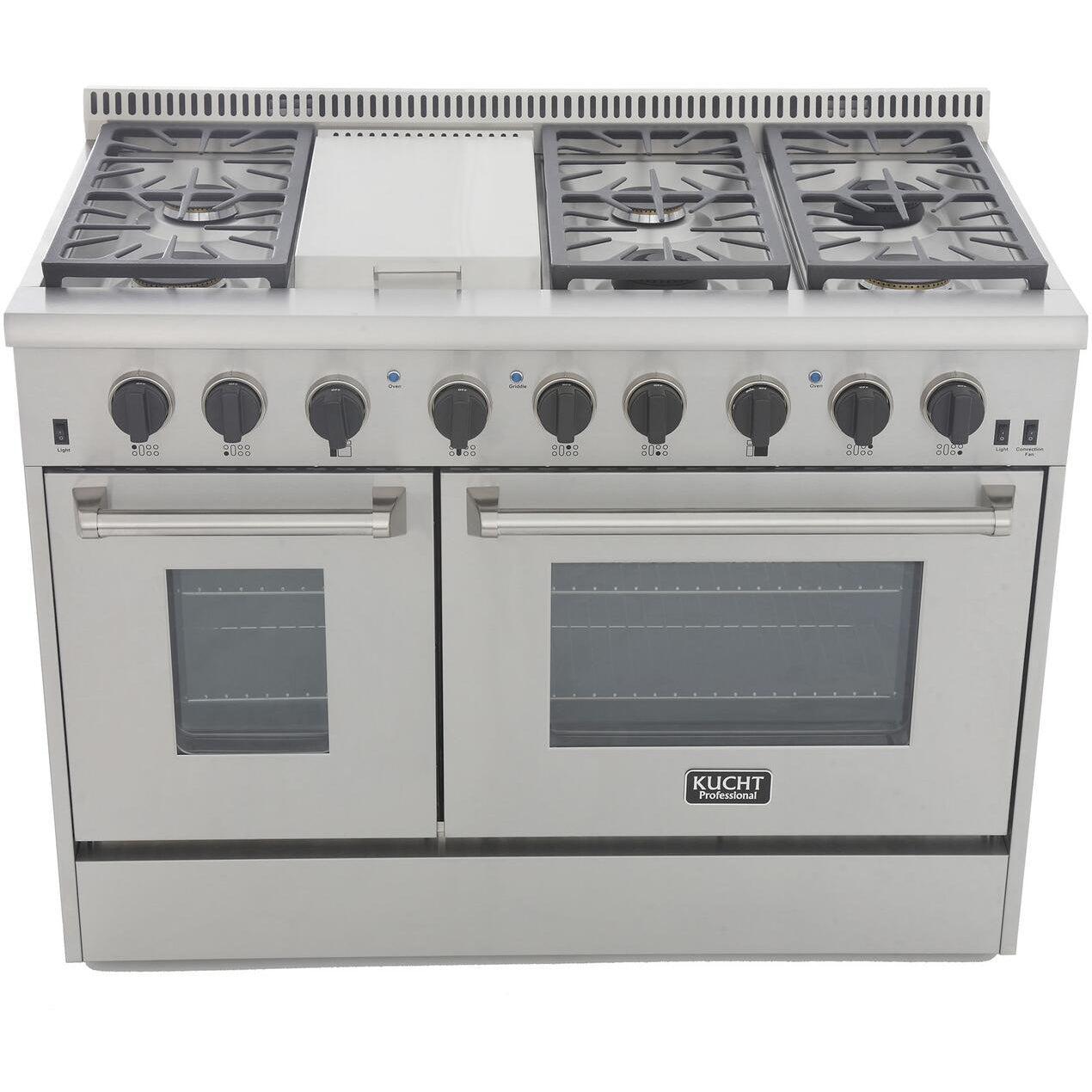 Kucht KRG Series 48" Freestanding Natural Gas Range With 6 Burners, Gr ...