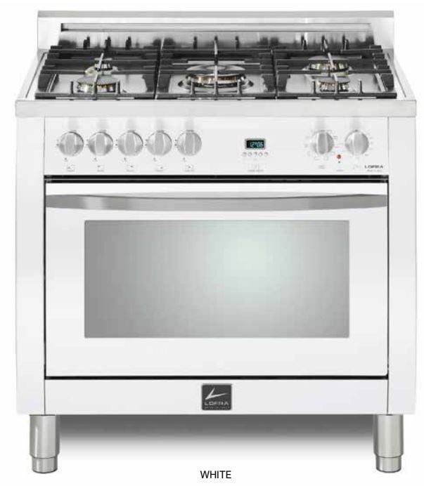 Lofra Curva 36" White Chrome Trim Dual Fuel Single Oven Range – Kitchen ...