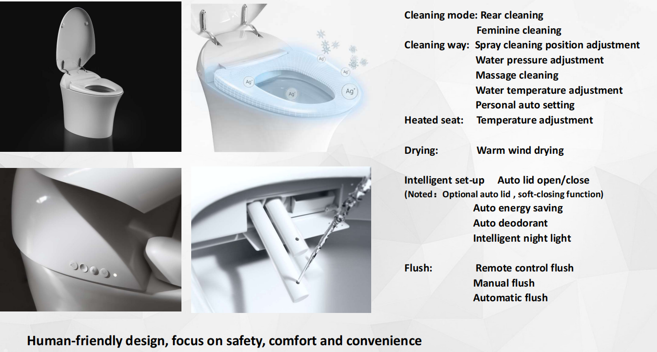 MONOPY Smart Toilet Elongated One-Piece 12-in Rough-in White Toilet ...