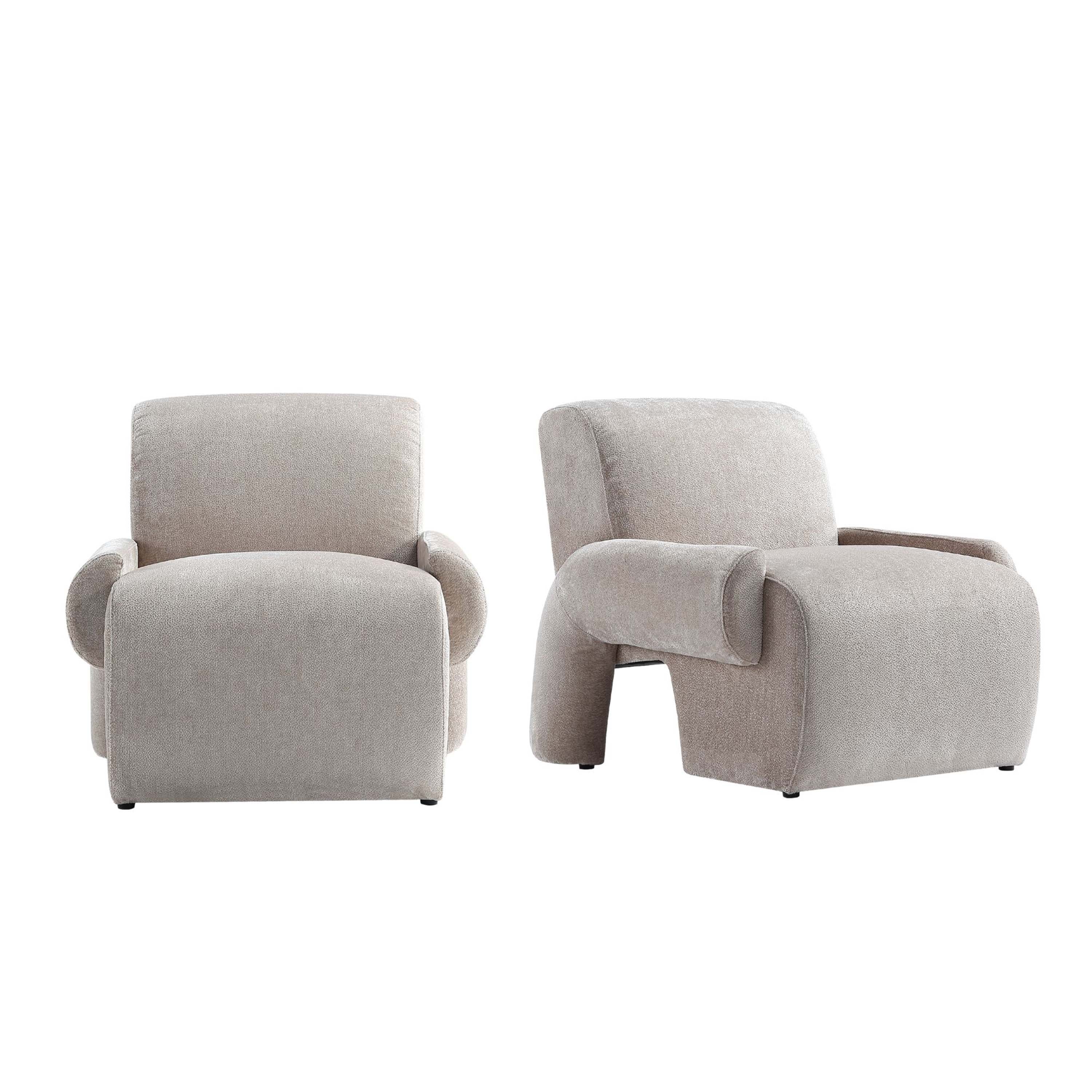 Manhattan Comfort Beige Modern Verandah Chenille Accent Chair In A Set ...