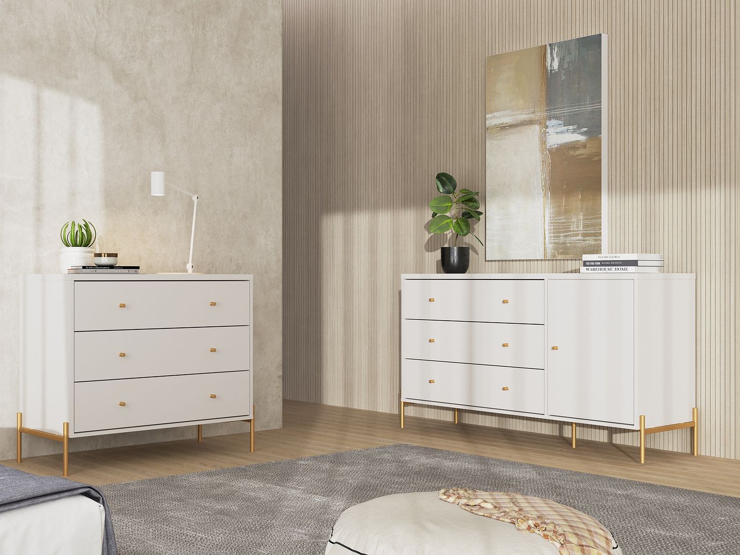 Manhattan Comfort Jasper Matte Off White Sideboard & Classic Dresser S – Kitchen Oasis