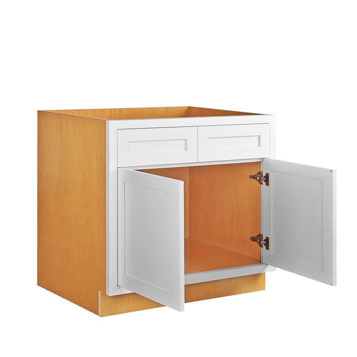 Maplevilles Cabinetry 36" Snow White Inset Modern Shaker Style RTA Bir ...