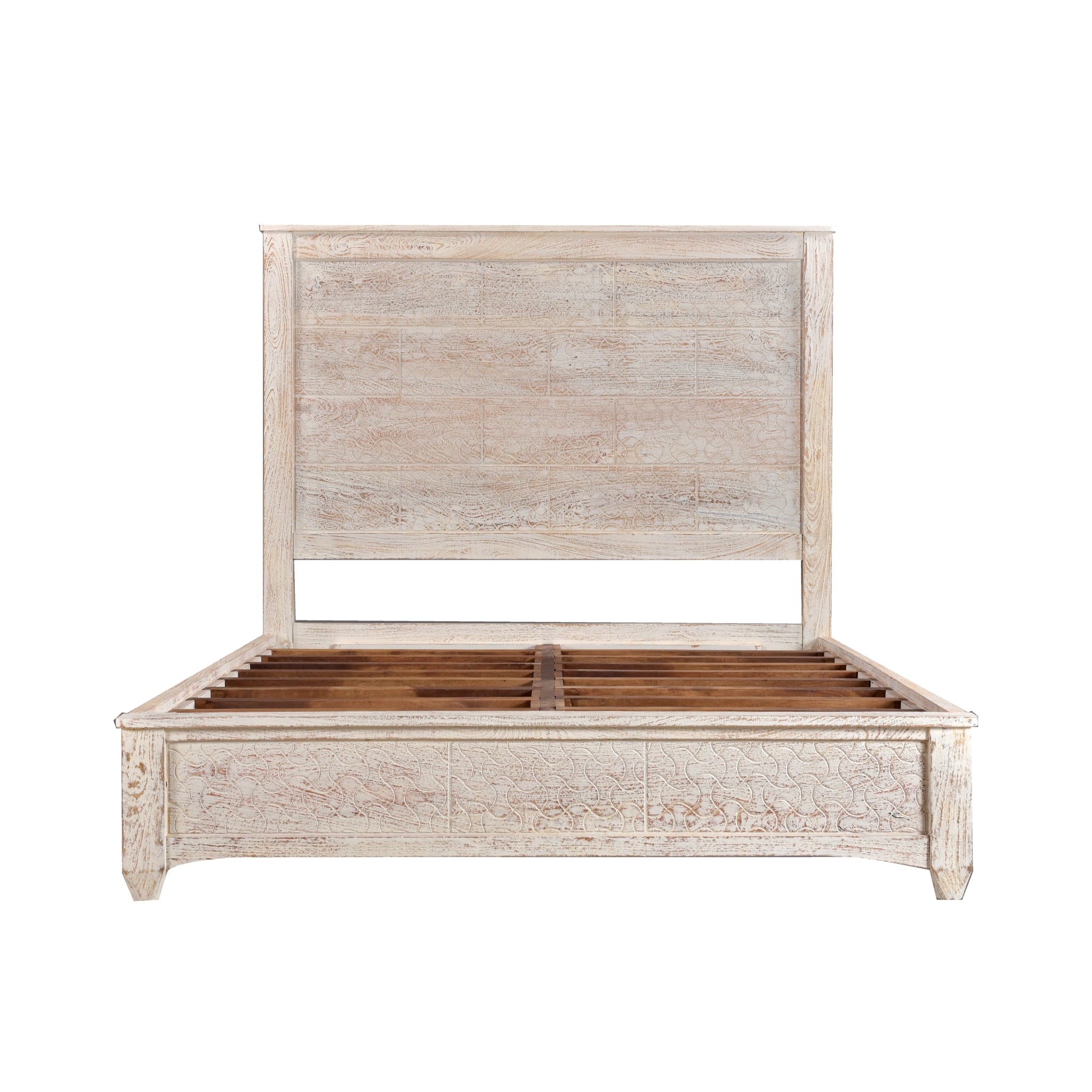 Meva Gridley 61" White Wash Solid Wood Bed – Kitchen Oasis