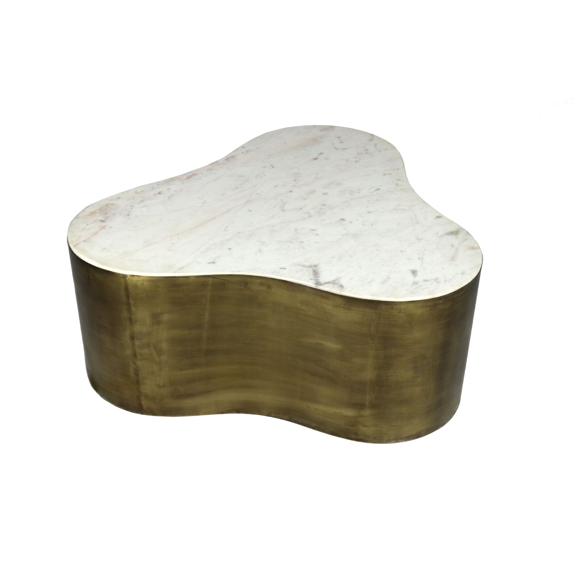 Meva Kendall 39" Brass Iron Cocktail Table With Marble Top – Kitchen Oasis