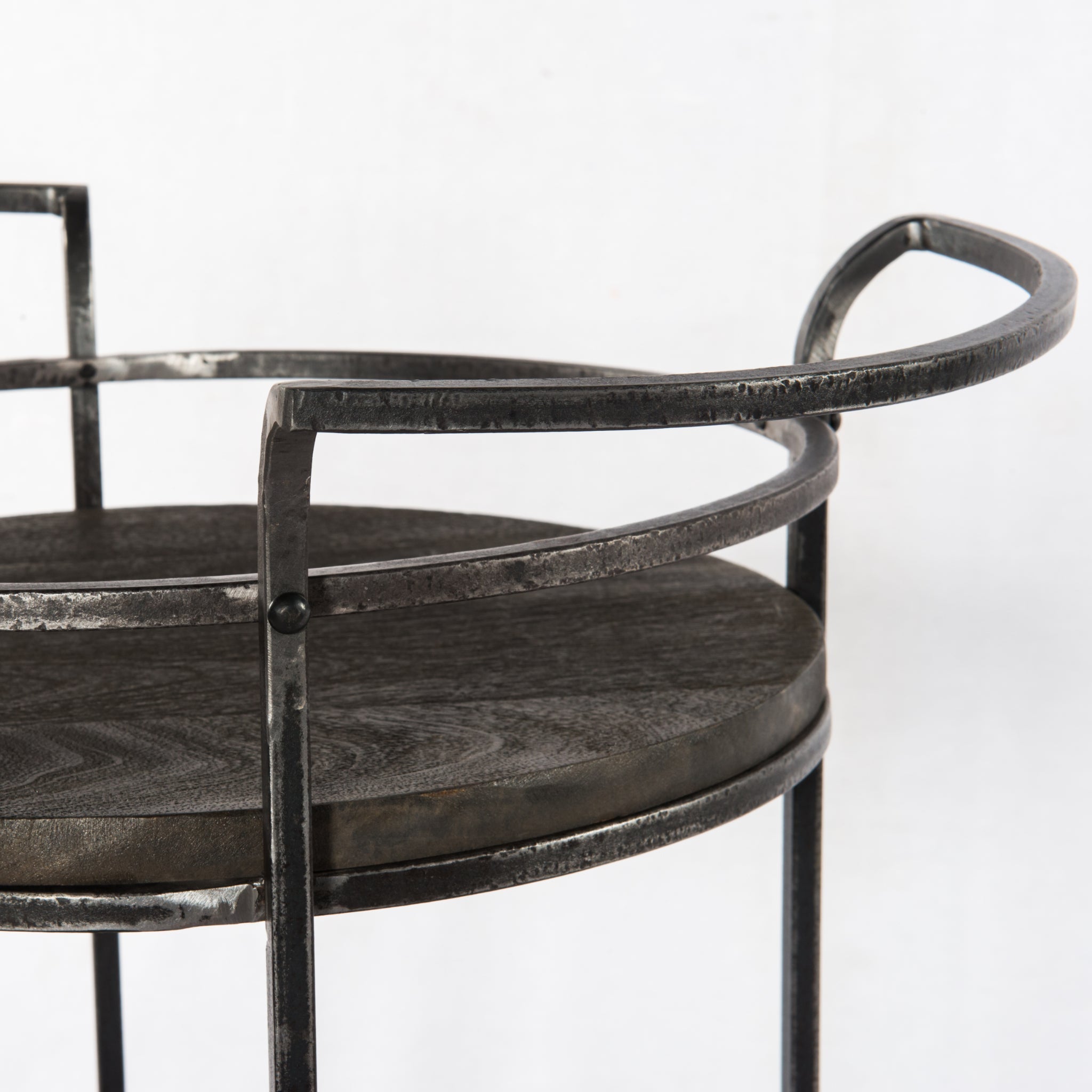 Meva Onyx 22" Dark Gray Solid Mango Wood Bar Cart With Dark Gray Iron ...